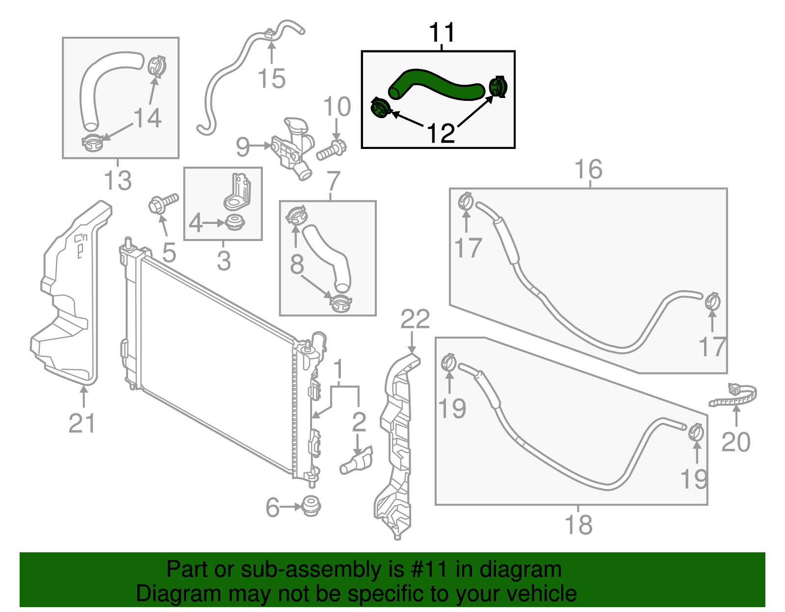 2017-2019 Kia Soul Lower Hose 25412-B2500 | Retail Performance Auto Parts