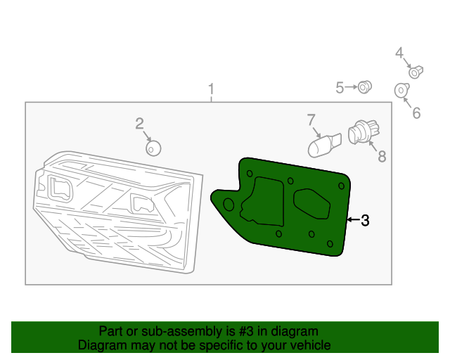 34152-THR-A01 - Tail Lamp Assembly Gasket 2018-2024 Honda Odyssey ...