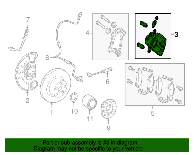 204-421-40-81 - Disc Brake Caliper 2010-2017 Mercedes-Benz ...