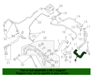 2011-2018 Porsche Cayenne Water Hose 958-106-073-00 | Sunset Porsche Parts
