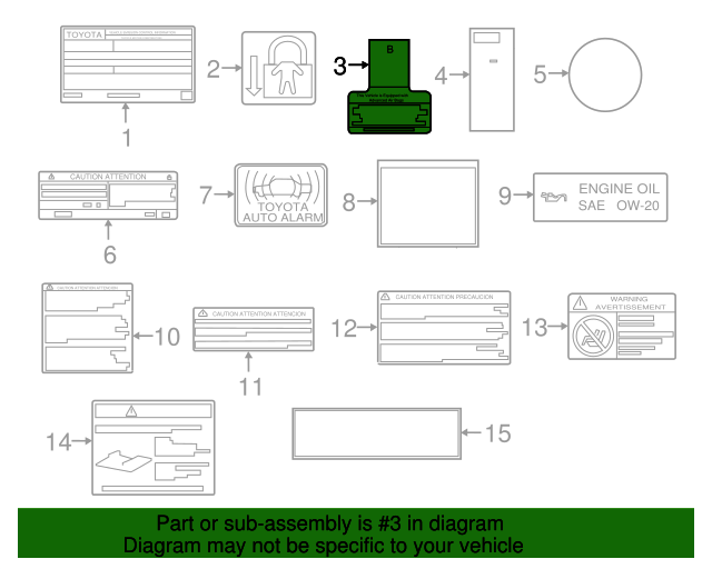 2015-2023 Toyota Air Bag Label 74599-0C011 | Toyota Parts Center