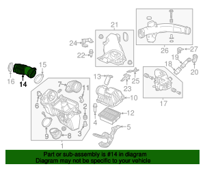 17251-5K0-A00 - Engine Air Intake Hose 2014-2015 Honda Accord ...