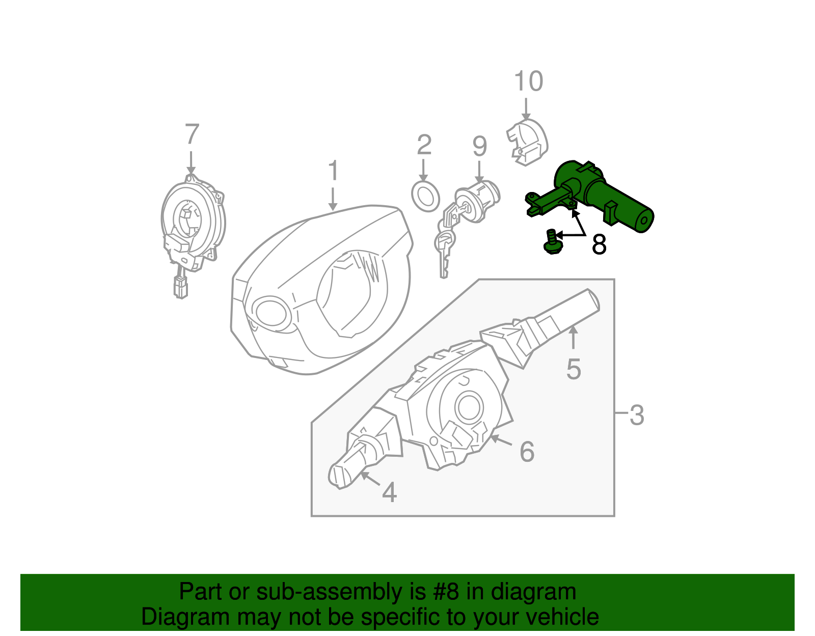 2004-2015 Nissan Steering Lock D8701-7S000 | Nissan Parts Plus