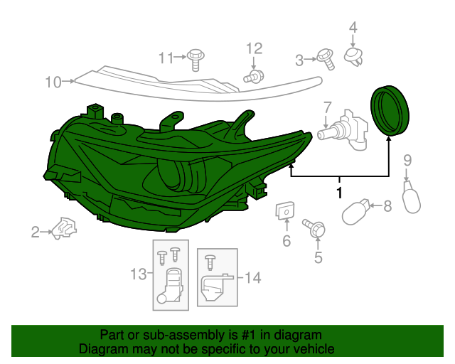 81130-12C50 - Headlight Right - 2016-2018 Toyota | OEM Genuine Toyota Parts