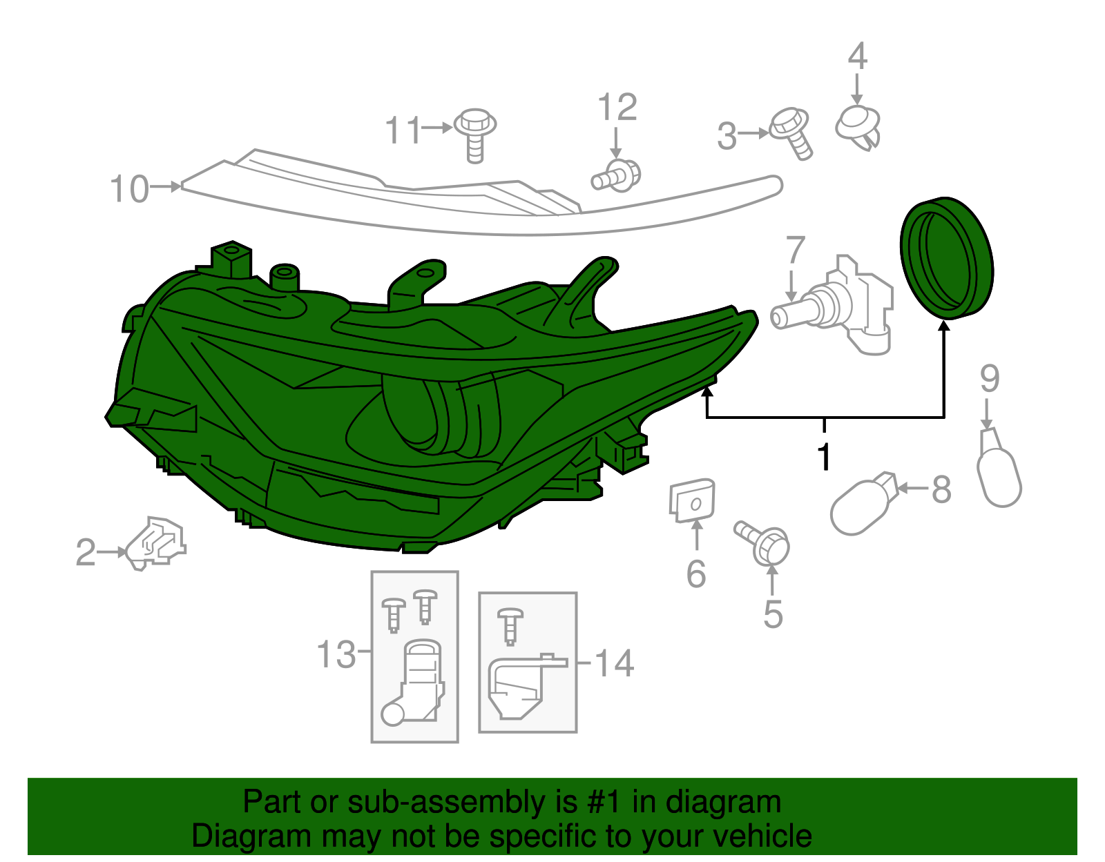 2016-2018 Toyota Headlamp Assembly - PASSENGER SIDE 81130-12C50 ...