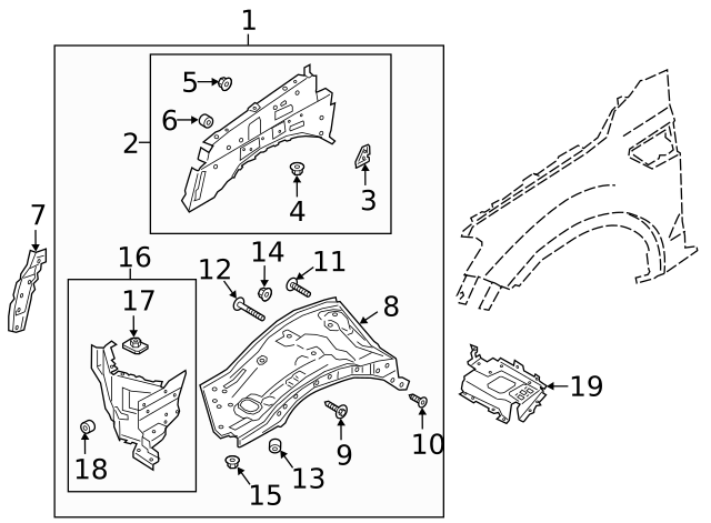 KB3Z-16A298-B - Inner Fender Reinforced Plate 2019-2023 Ford Ranger ...