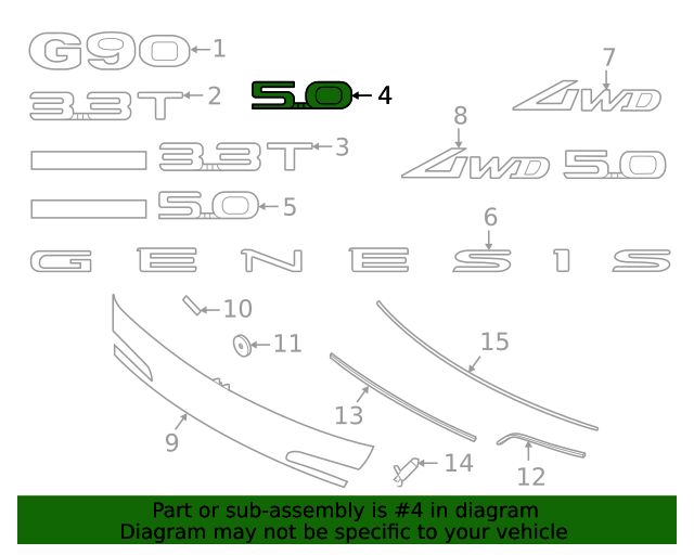 2021-2022 Genesis G90 Nameplate 86312-D2750 | OEM Parts Online