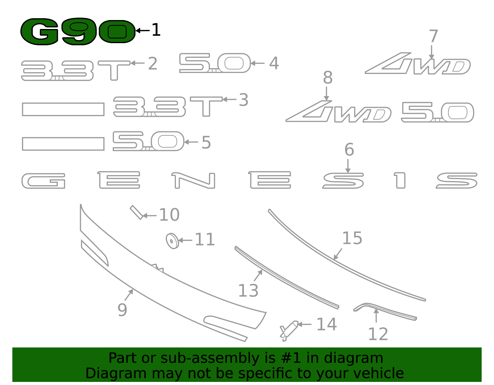 86310-D2500 - High-Quality Deck Lid Emblem for 2020-2022 Genesis G90 ...