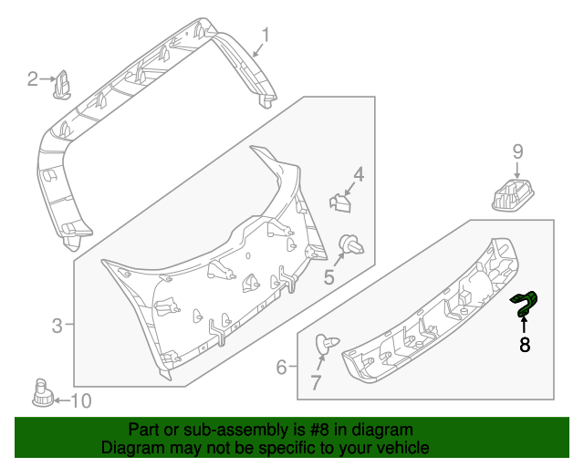 099-991-04-70 - Lower Trim Panel Retainer 2015-2020 Mercedes-Benz ...