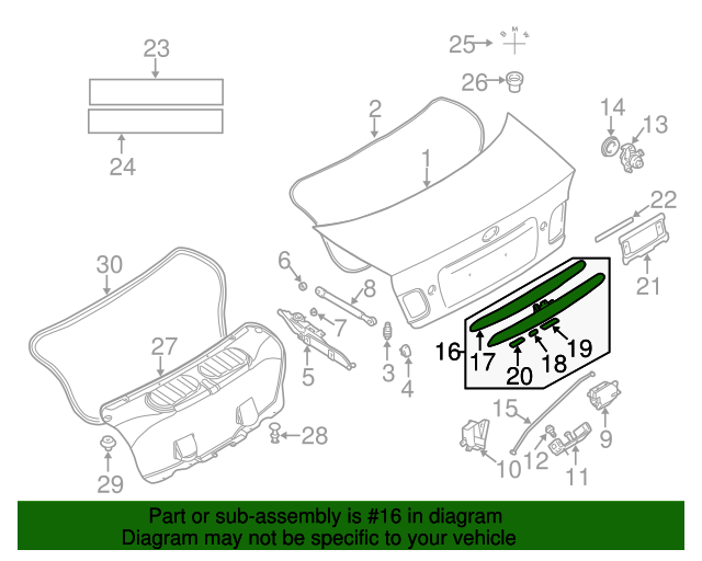 Genuine BMW 51-13-7-170-965 | Trunk Lid Grip with Key Button - Primed ...