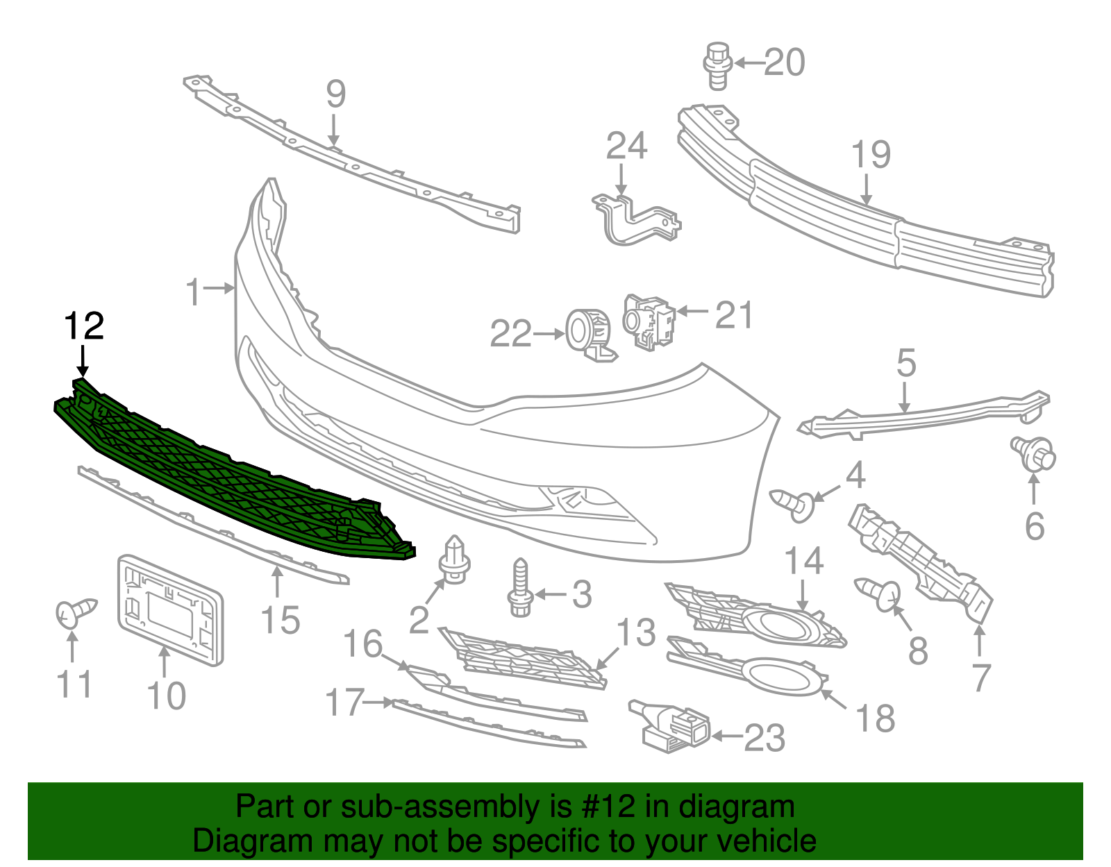 71102-TK8-A50 - 2014-2017 Honda Odyssey - Mesh Front Bumper (Lower ...