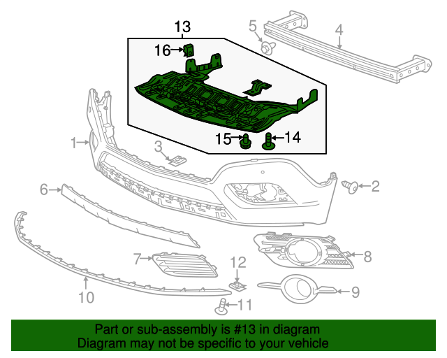 2013-2016 Buick Encore Underbody Front Air Deflector 94550786 GM ...