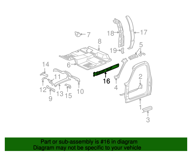 1999-2019 GM Driver Side Rocker Inner Panel 22777182 GM | GMPartsDirect.com