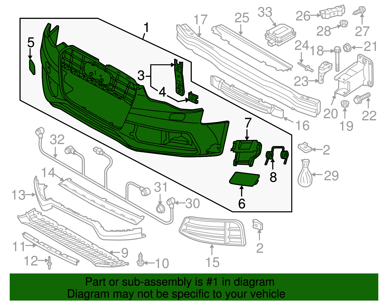 2013-2015 Audi RS5 Bumper Cover 8T0-807-065-J-GRU | Genuine Audi Parts
