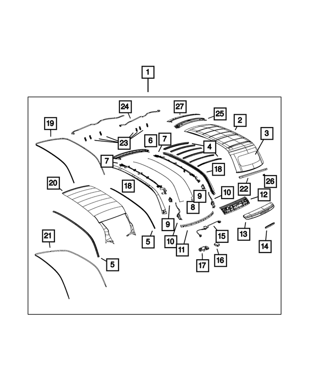 2012-2014 Fiat 500 Full Open Roof Trim Lace 68166376AA | My Mopar Parts