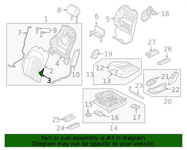 2020-2022 Genesis G90 Seat Back Pad 88350-D2500 | QuirkParts