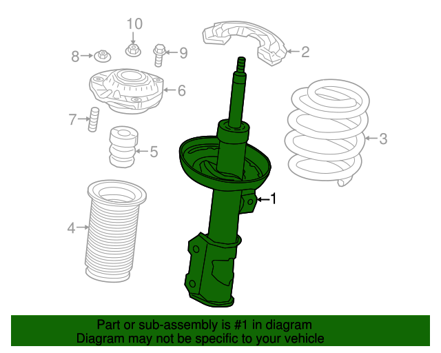 2016-2018 Chevrolet Volt Front Passenger Side Suspension Strut 23343375 ...