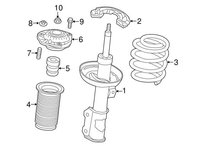2016-2018 Chevrolet Volt Front Passenger Side Suspension Strut 23343375 ...