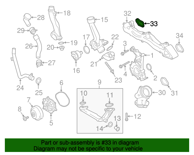9A1-102-312-00 - Engine Coolant Outlet Gasket 2009-2019 Porsche ...