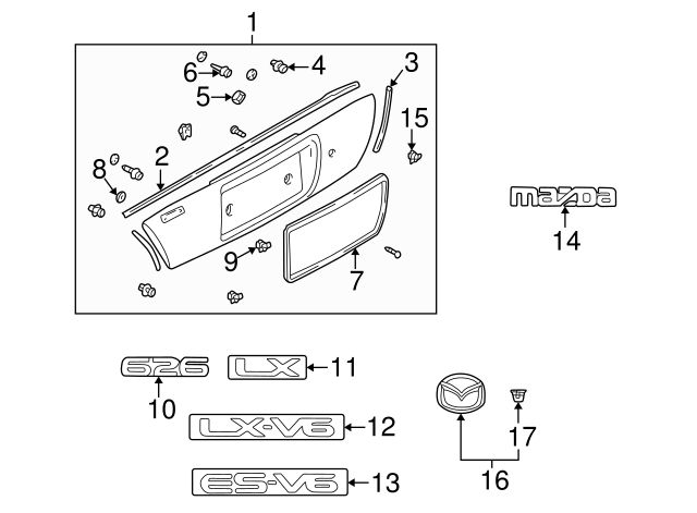 1993-2002 Mazda Grille Assembly Clip BB0S-50-717 | TascaParts.com