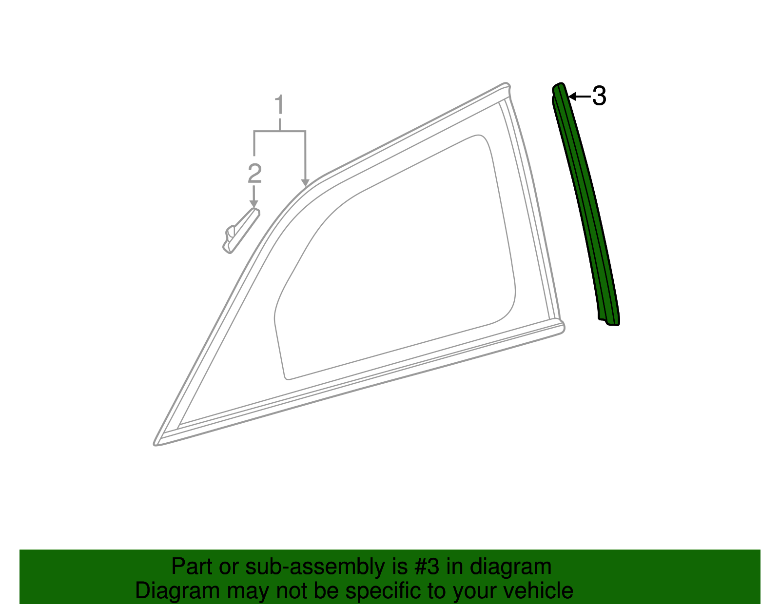 73850-TK8-A00 - 2011-2017 Honda Odyssey - Seal L Front Quarter Glass ...