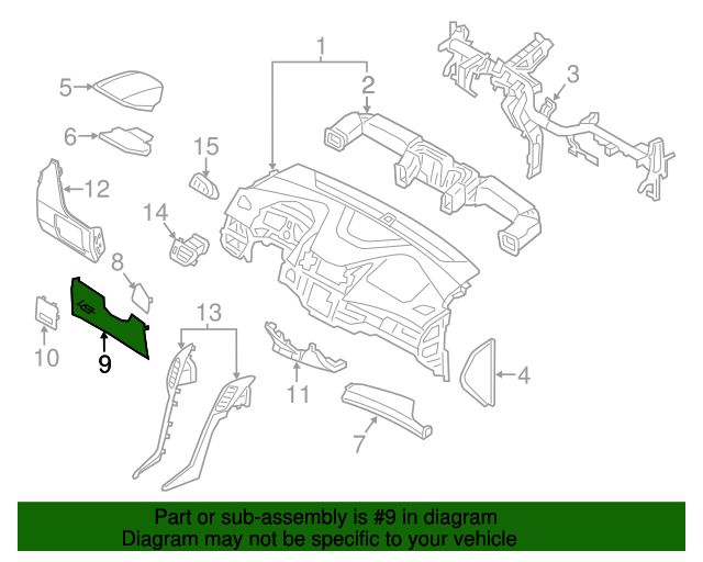 2013-2017 Hyundai Elantra GT Knee Bolster 84750-A5150-VYF | OEM Parts ...