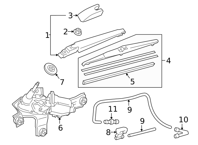 85241-42070 - Back Glass Wiper Arm 2015-2022 Lexus | AutoNation Parts