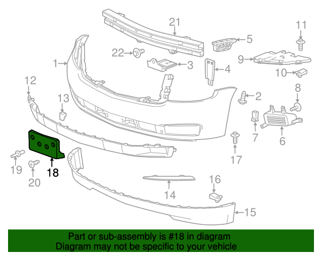 2015-2019 Chevrolet Tahoe Front License Plate Bracket 23236458 GM ...