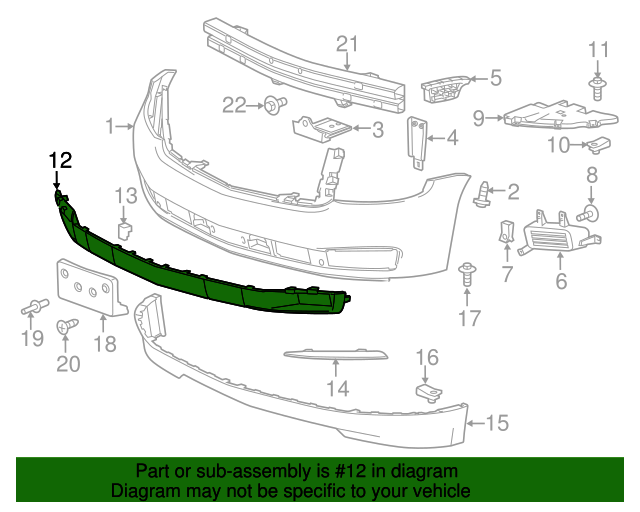 2015-2020 Chevrolet Front Bumper Fascia Lower Molding 22992271 GM ...