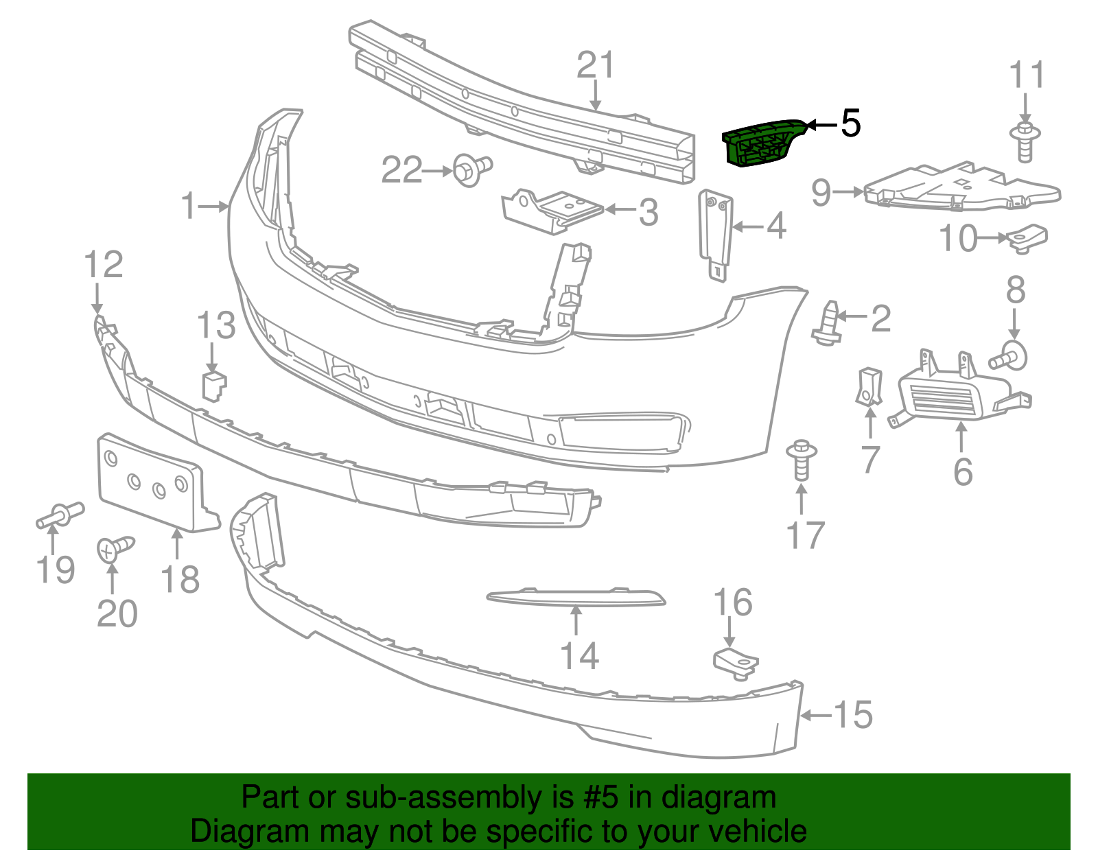 2015-2020 Chevrolet Passenger Side Front Bumper Fascia Guide 22806323 ...