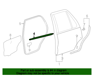 68164-35010 - Door Window Belt Weatherstrip (Rear) 1996-2002 Toyota ...
