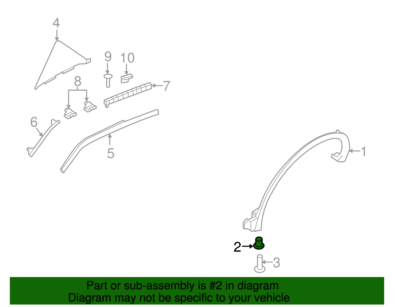 76881-JG00A - Wheel Opening Molding Grommet 2014-2024 Nissan | Nissan ...