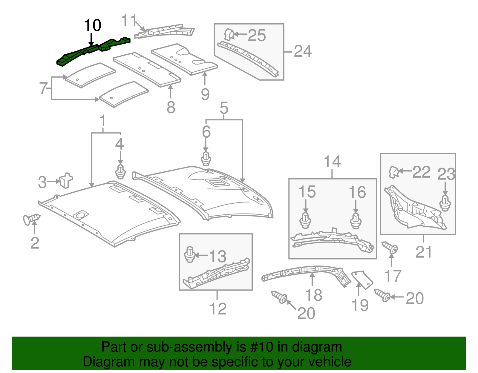 66423-53050 - 2010-2015 Lexus - Roof Side Rail Reinforcement | My L Parts
