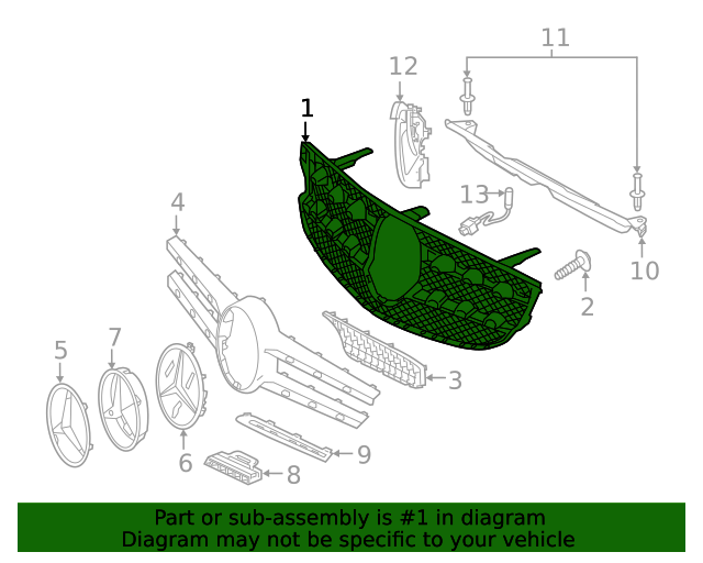 253-888-00-00 - Grille Assembly 2016-2019 Mercedes-Benz | Mercedes-Benz ...