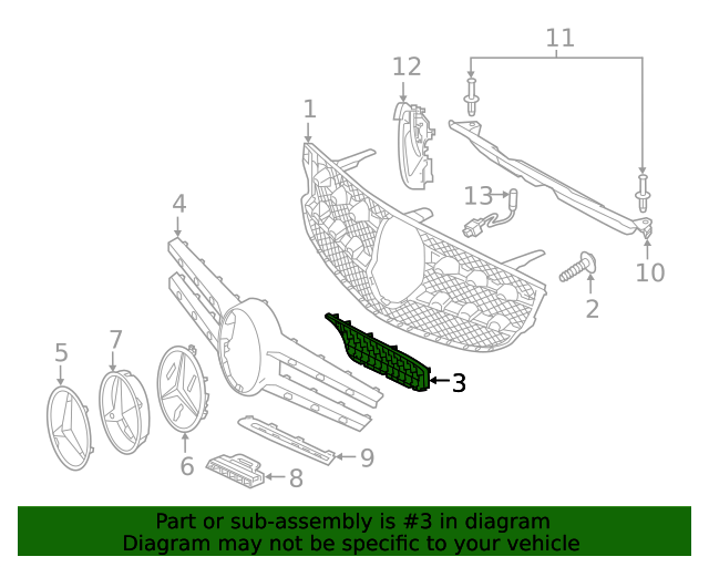 253-888-13-00 - Grille Cover 2017-2019 Mercedes-Benz | Mercedes-Benz ...