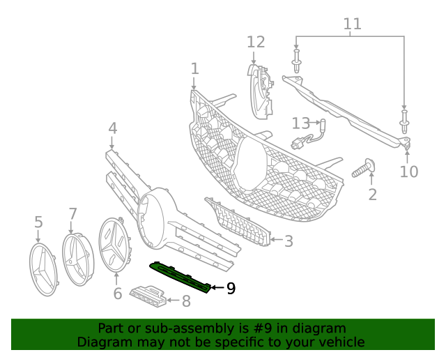 253-885-45-00 - Center Molding 2016-2019 Mercedes-Benz | Mercedes-Benz ...