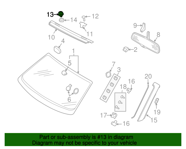 2003-2009 Audi Windshield Molding Clip 8H0-853-585 | Genuine Audi Part