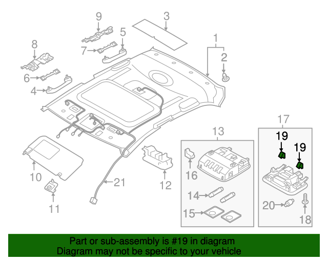 Genuine Dome Lamp Assembly Retainer Clip for 2017-2021 Hyundai | Part ...