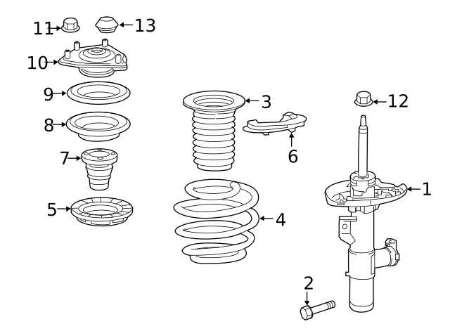 2017-2020 Honda Civic Rubber, Front Shock Absorber Mounting 51670-TBF ...