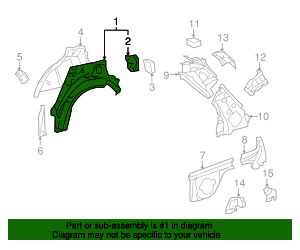2014-2018 Toyota Yaris Outer Wheelhouse 61632-0D901 | Toyota Parts Center