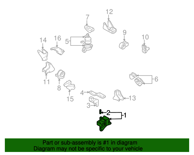 2001-2012 Hyundai Bracket Engine Support Front 21670-23511 | OEM Parts ...