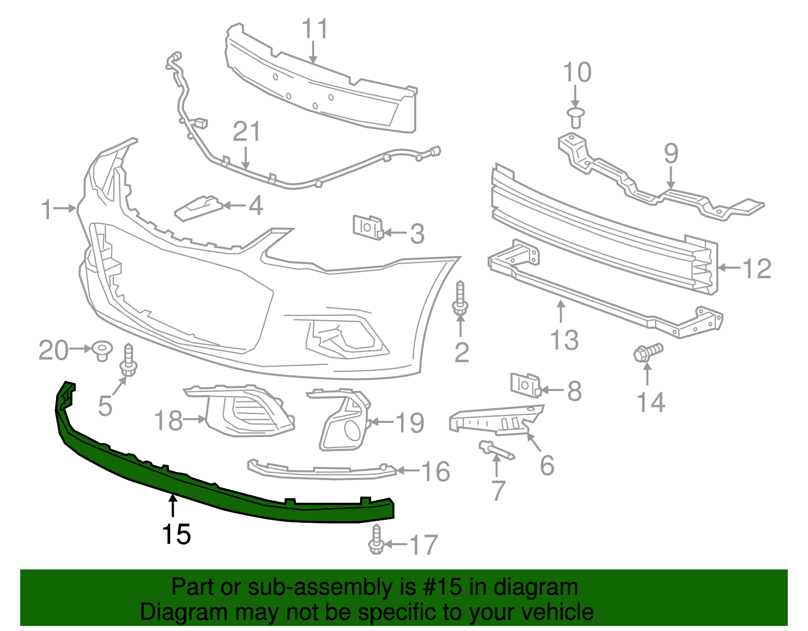 2013-2020 Chevrolet Sonic Front Bumper Fascia Air Deflector 95472631 ...