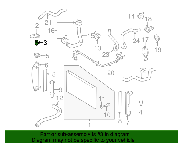 2003-2008 Toyota Radiator Assembly Upper Insulator 16523-0D030 | Toyota ...