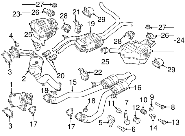 2013-2018 Audi Muffler & Pipe 4G0-254-350-K | Audi USA Parts