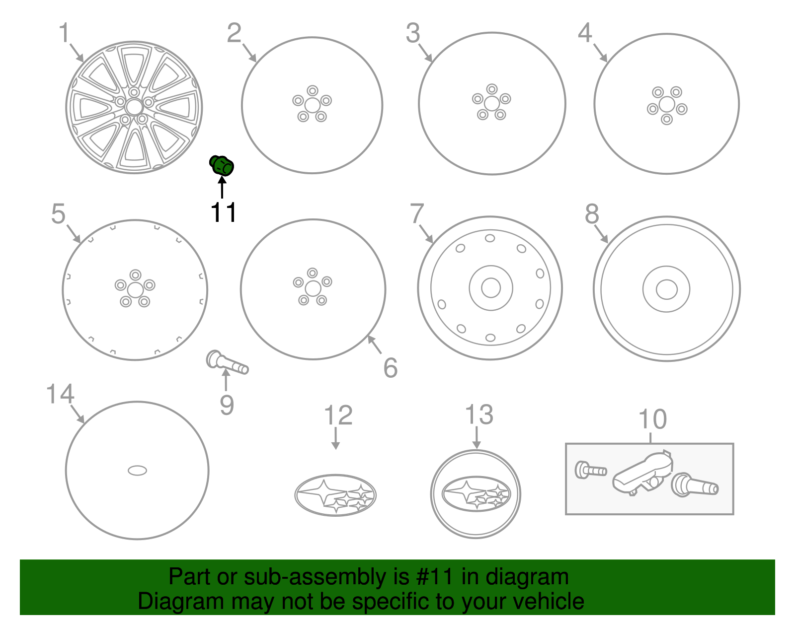 1987-2025 Subaru Wheel Nut 28171AJ001 | Subaru Parts Store