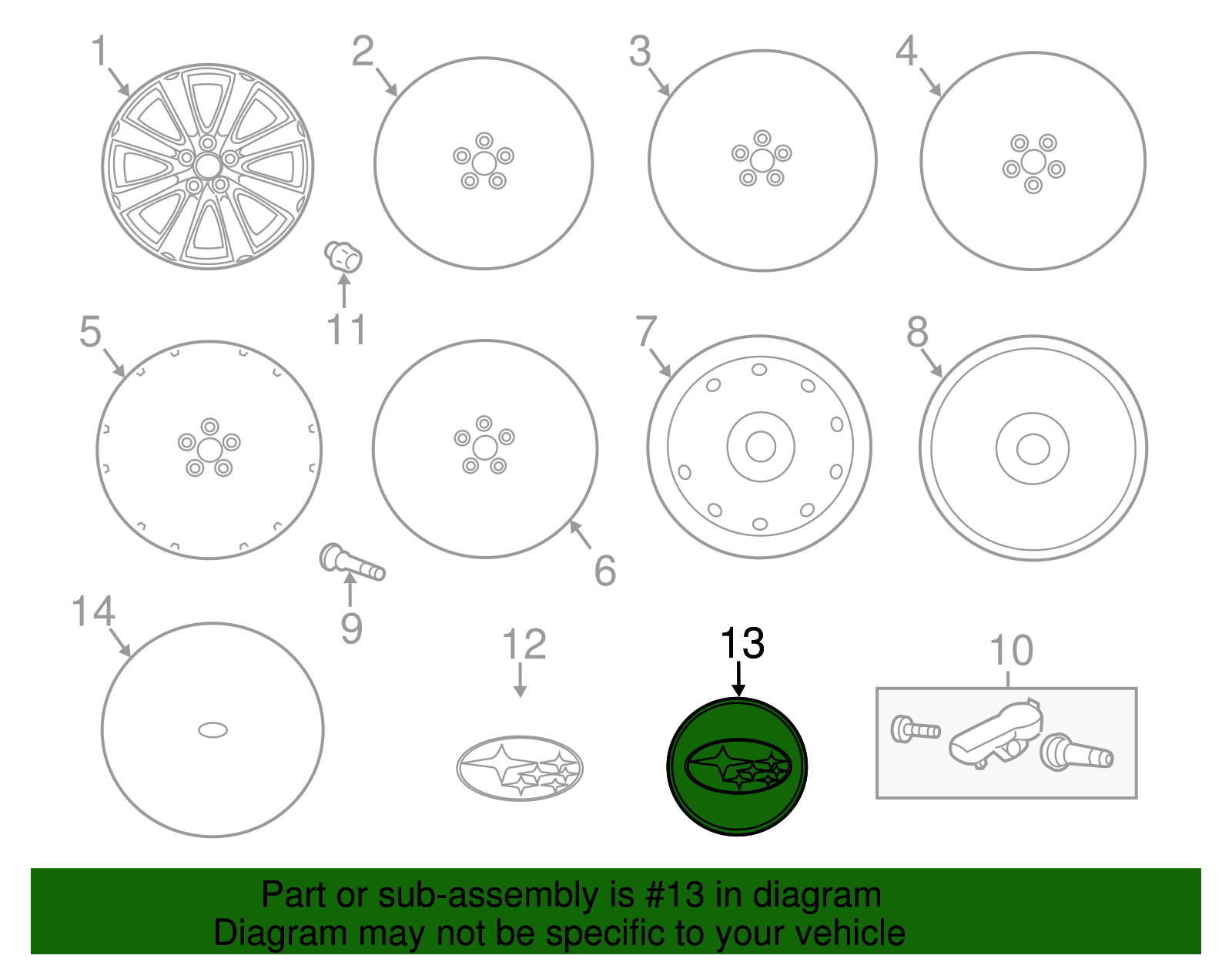 2006-2013 Subaru Center Cap 28821SA040 | OEM Parts Online