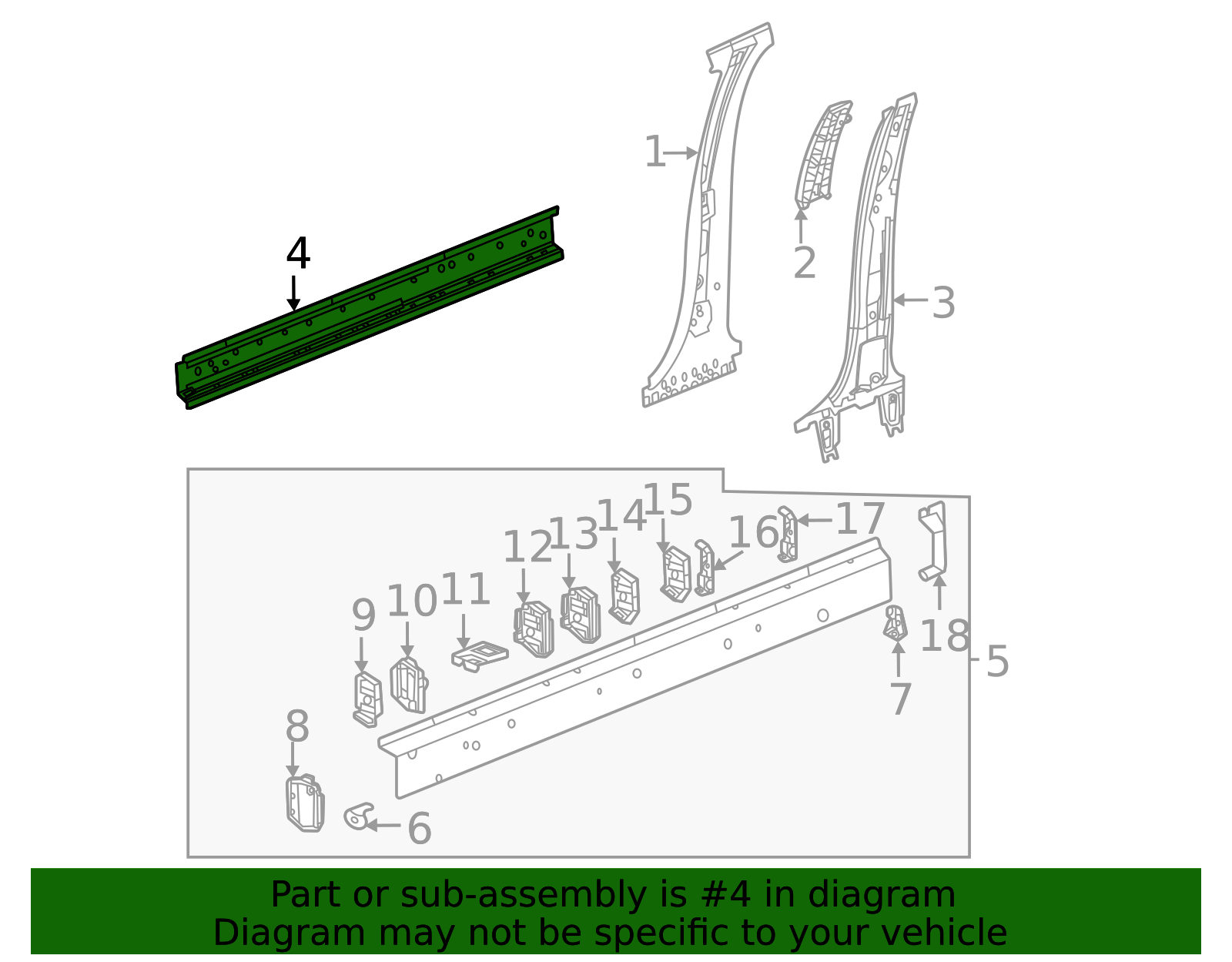 2021-2024 GM Driver Side Rocker Outer Panel Reinforcement 84607729 ...