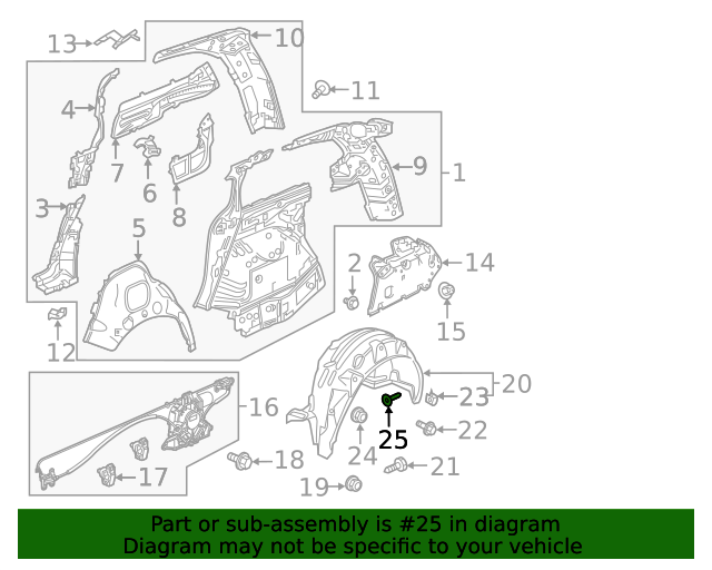 91512-SX0-003 - Clip Fender (Inner) - 2013-2021 Honda | Honda Factory Parts