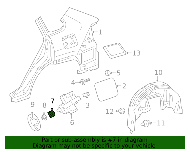 77377-12110 - Fuel Filler Door Lock Actuator Clip 2019-2023 Toyota ...