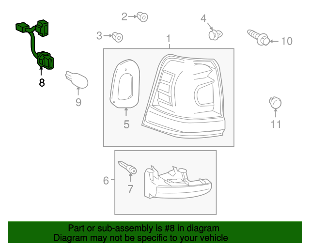 2008-2011 Toyota Land Cruiser Socket & Wire 81555-60830 | Sparks Parts